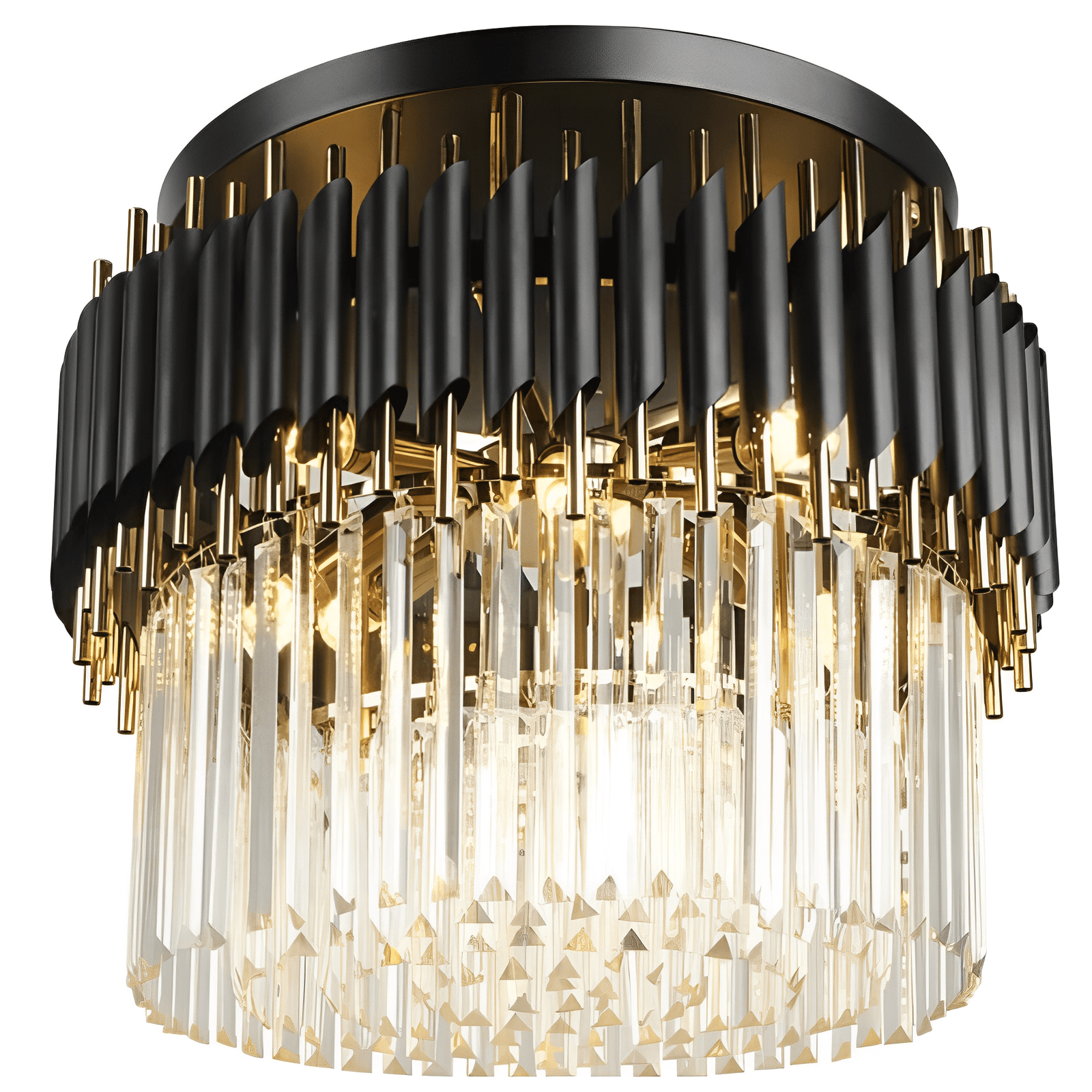 Flush Modern Black Crystal Chandelier CH255/10B - Ecobrite LED