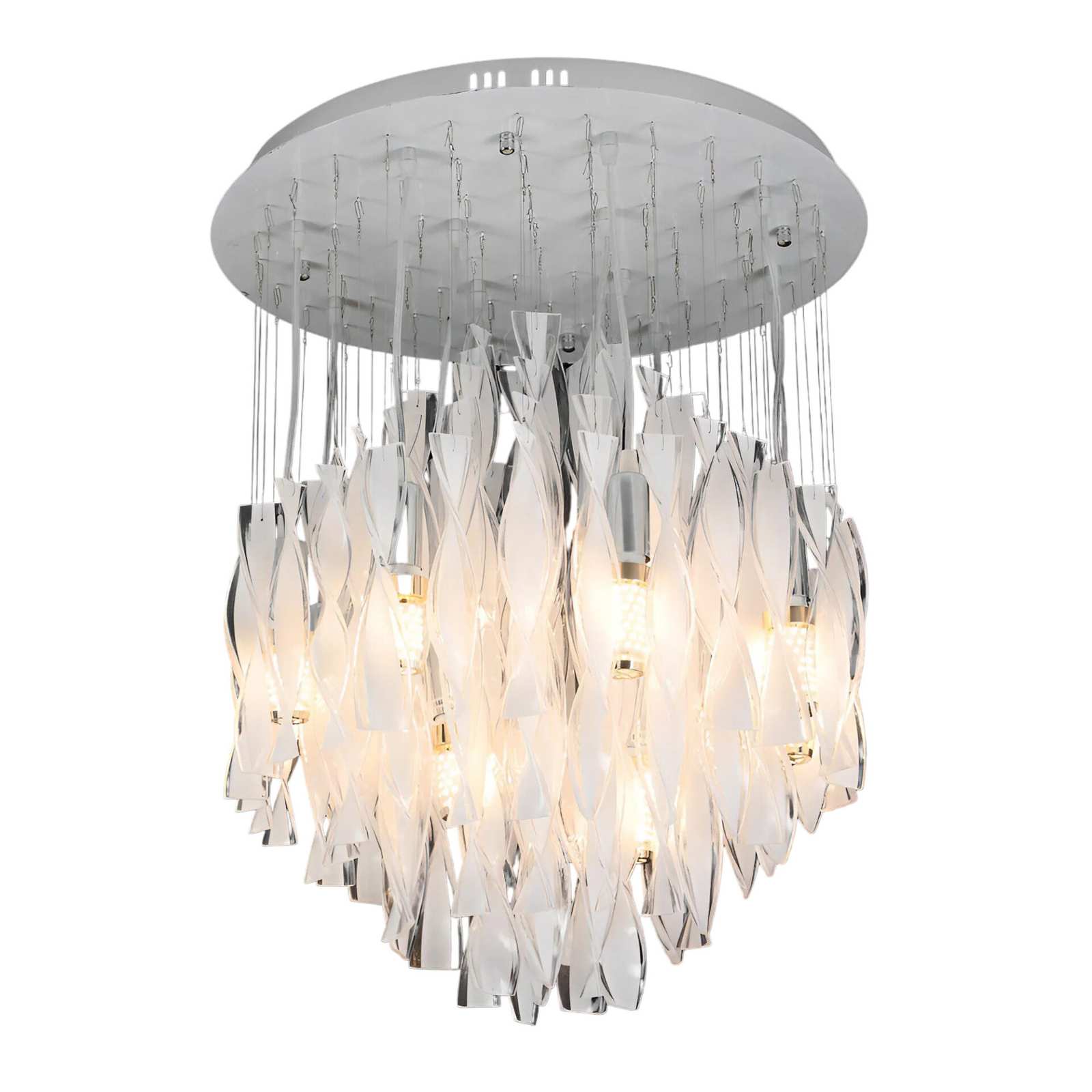 Chrome Base White Spiral Chandelier CH256/12C - Ecobrite LED