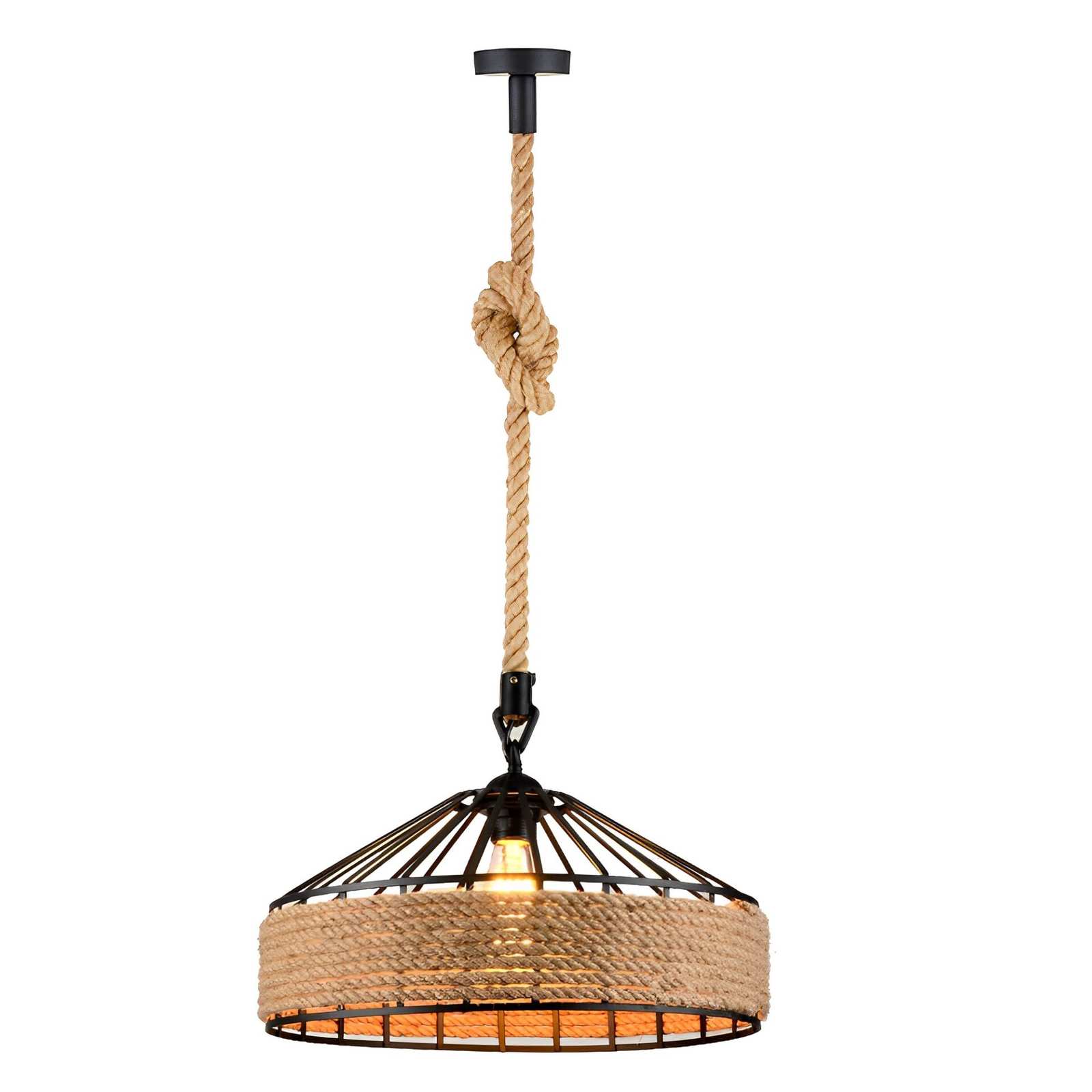 Vintage Industrial Hemp Rope Pendant Light CP143 - Ecobrite LED